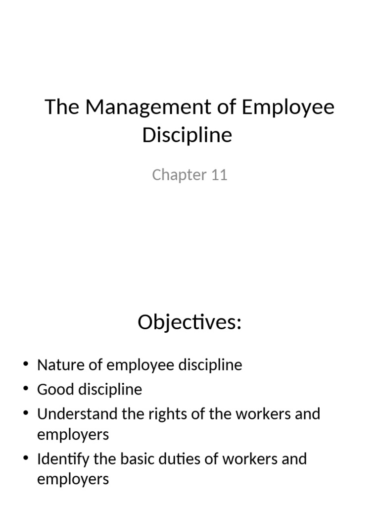 Chapter 11 The Management of Employee Discipline | PDF | Disciplines ...