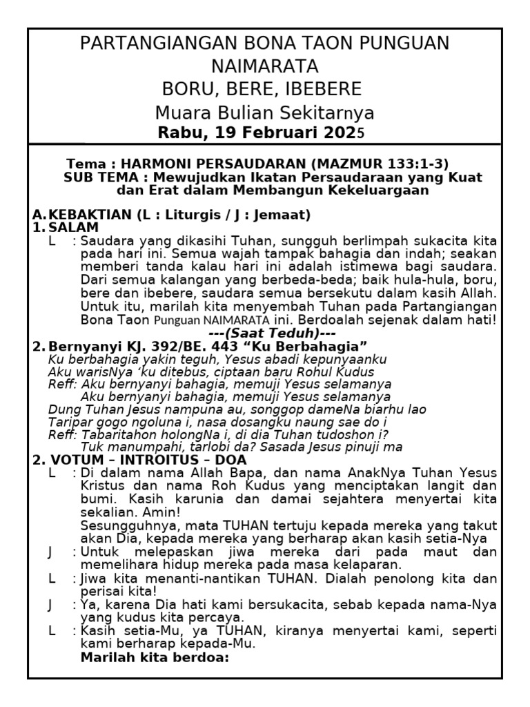 PARTANGIANGAN BONA TAON iNDONESIA | PDF