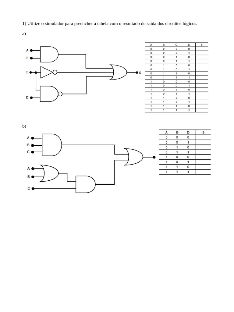Portas Logicas Atividade | PDF