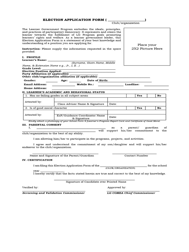 Election Application Form | PDF