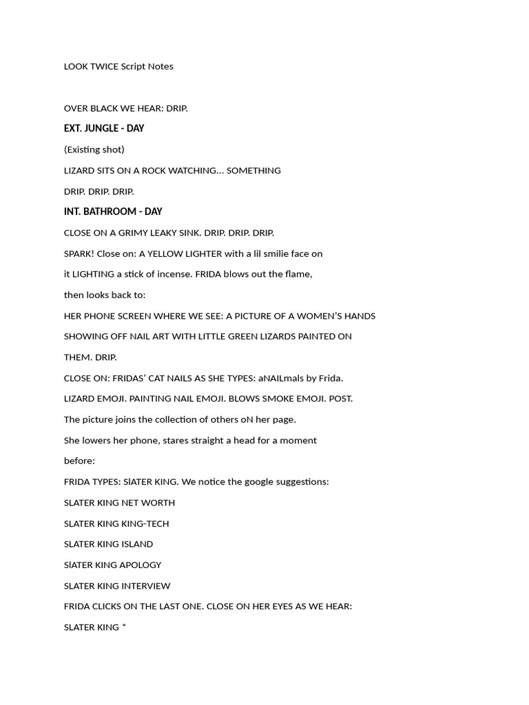 LOOK TWICE Script Notes | PDF