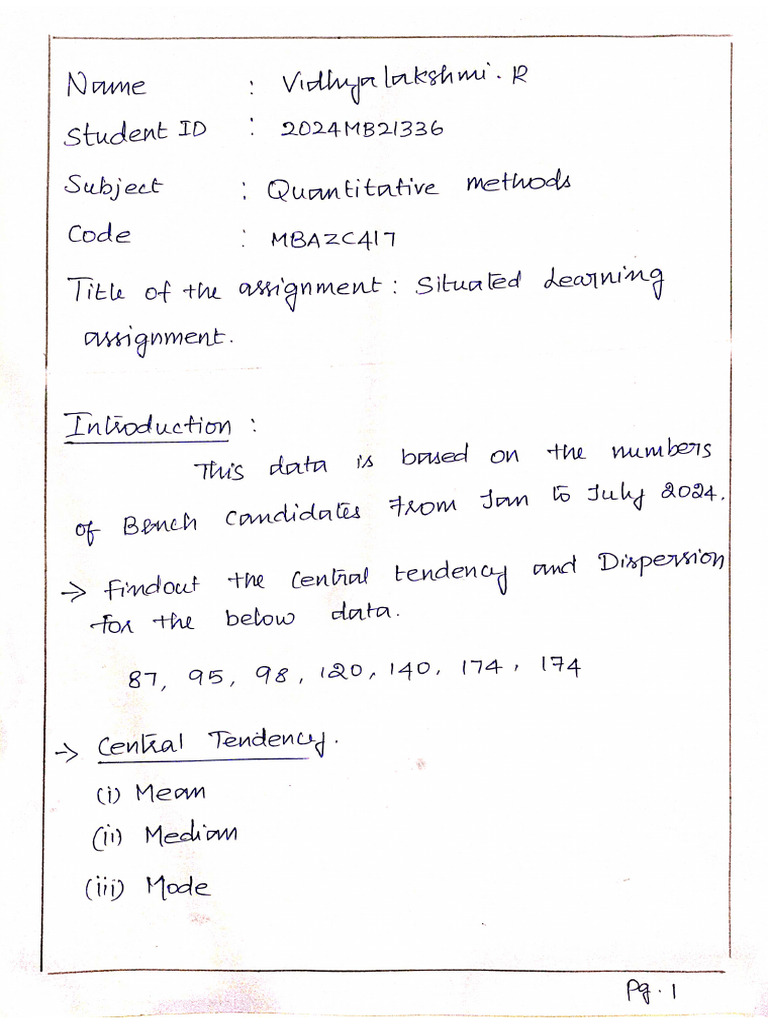 2024MB21336 Quantitative Methods Assignment-1 | PDF