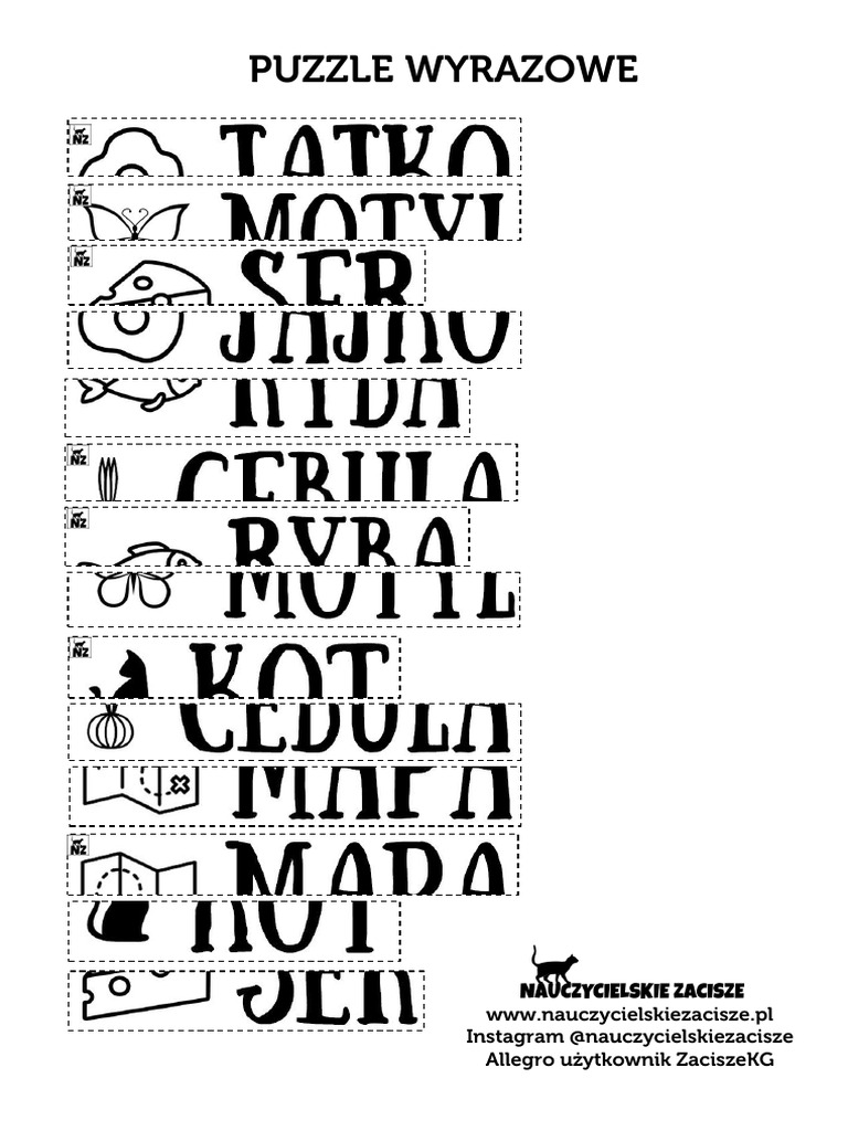 Puzzle Wyrazowe Nauczycielskie Zacisze | PDF
