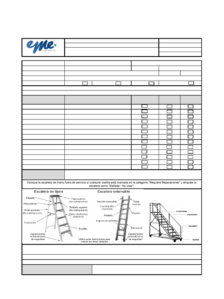 Inspección de Escaleras Manuales: Estado y Recomendaciones | PDF ...