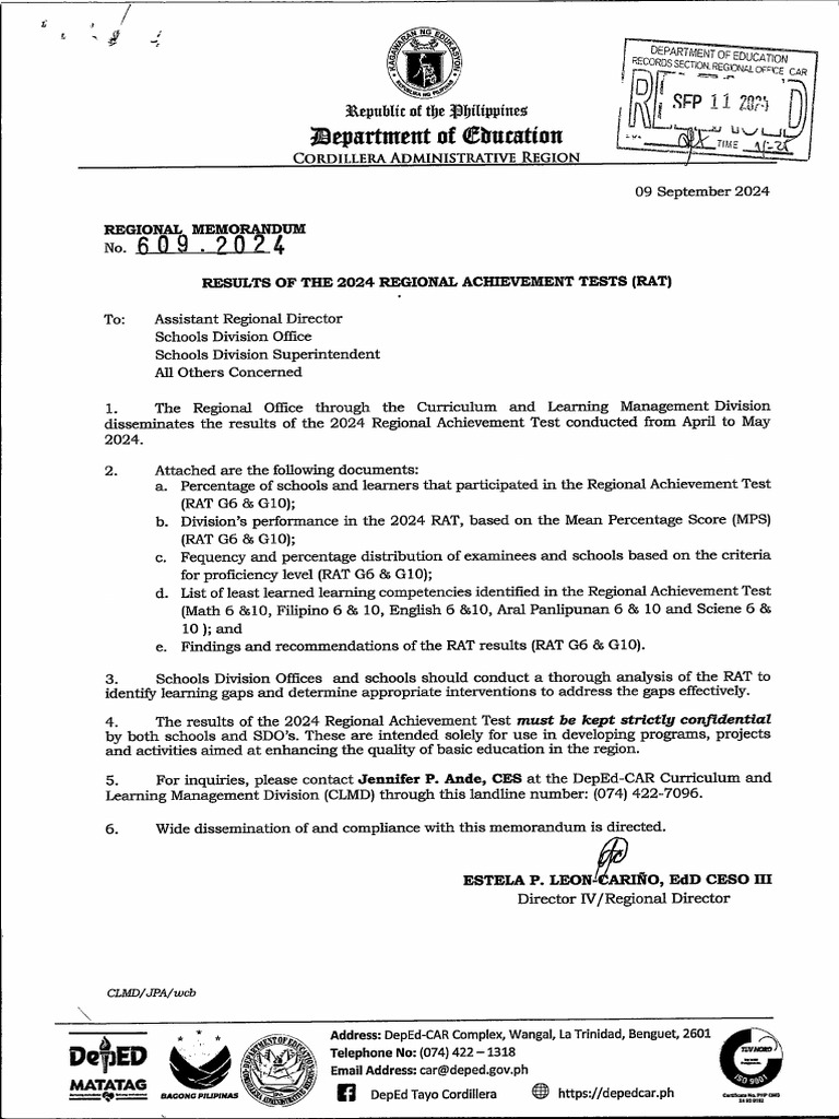 English G6 Regional Achievement Test (RAT) | PDF