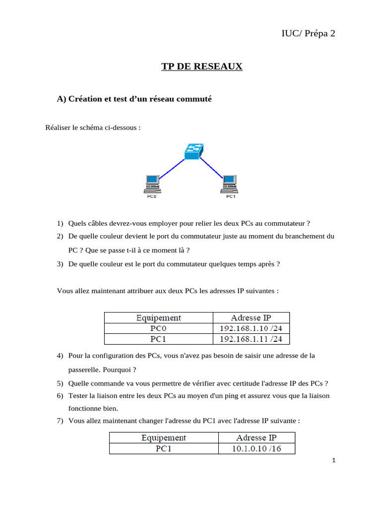 TP Réseaux : Configuration et Tests IP | PDF | Système de noms de ...