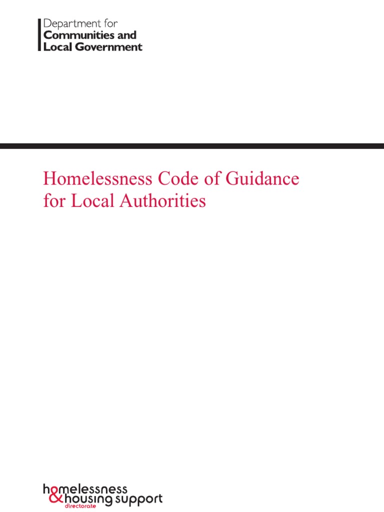 Homeless Code of Guidance For Local Authorities | Homelessness | Equal ...
