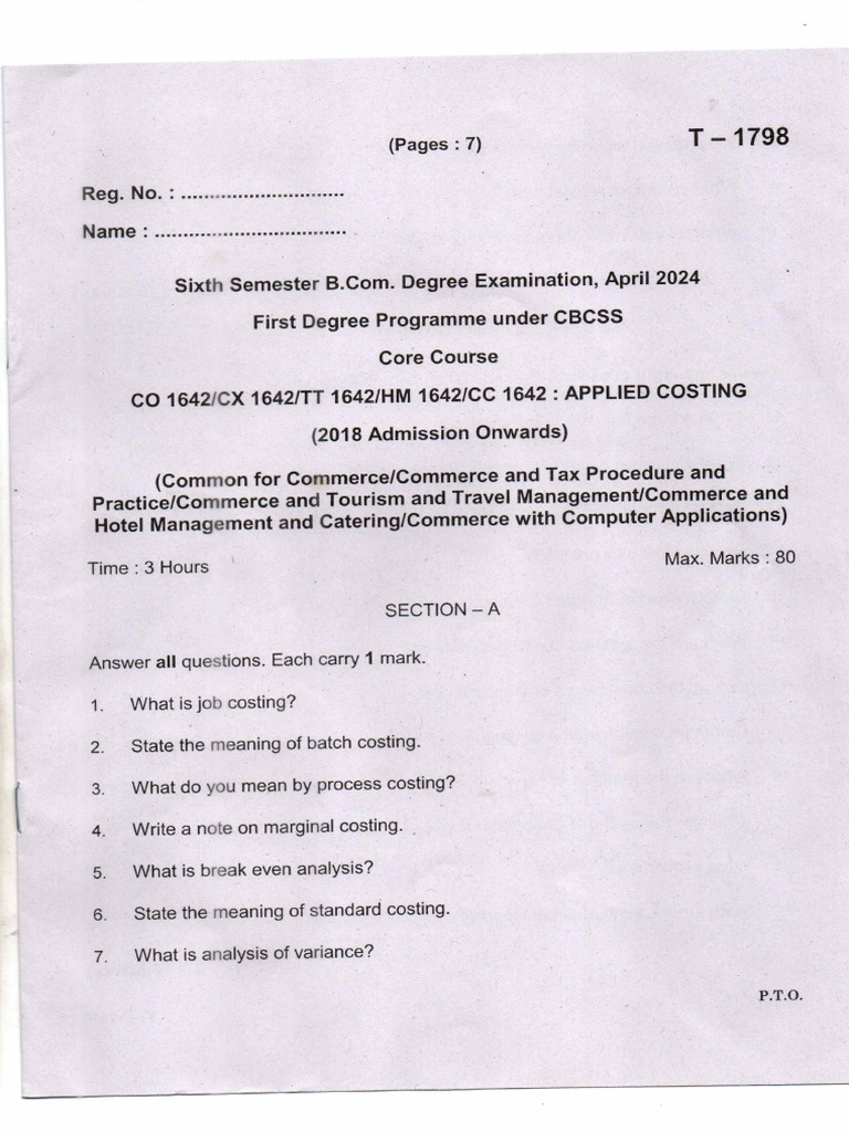 Applied Costing CC 1642 T-1798 | PDF