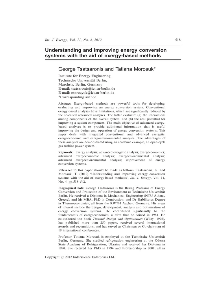 Tsatsaronis (2012) Understanding and improving energy conversion ...