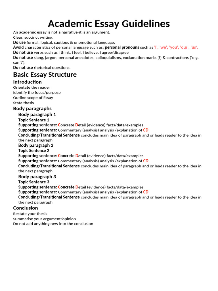 Academic Essay Writing Guidelines | PDF