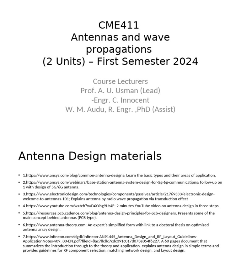 Antenna Design Course Overview | PDF