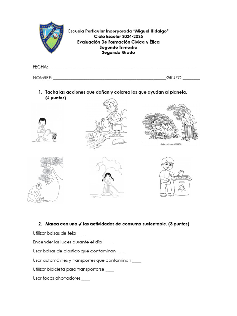 Evaluación Cívica Y ética 2 Grado 2024 2025 Pdf