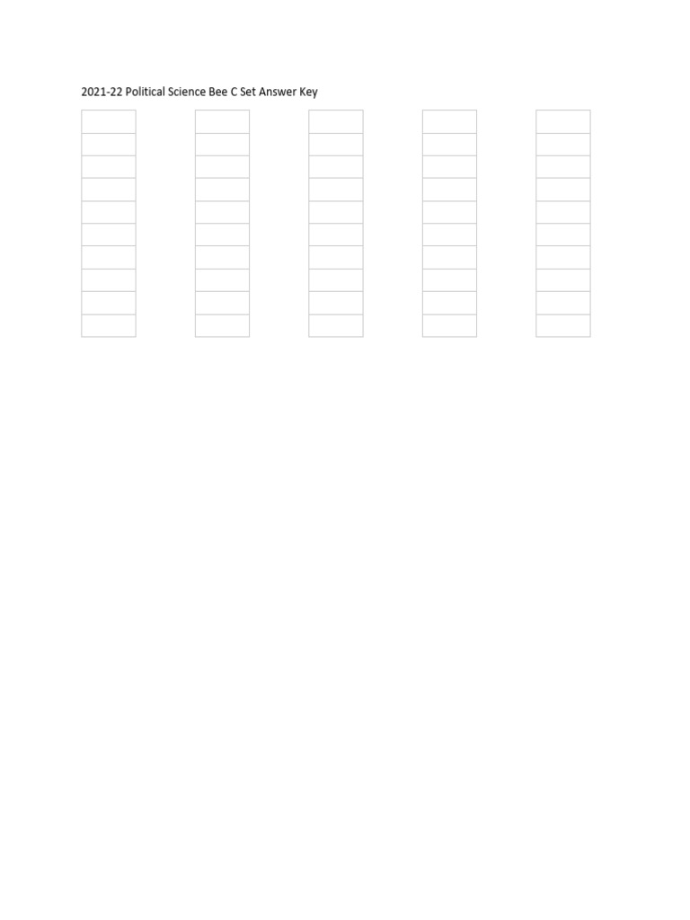 2021 2022 Political Science Bee NQE ANSWER KEY C Set | PDF
