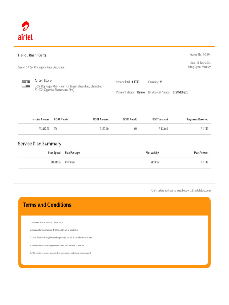 Internet Invoice Template 3 | PDF | Cheque | Money