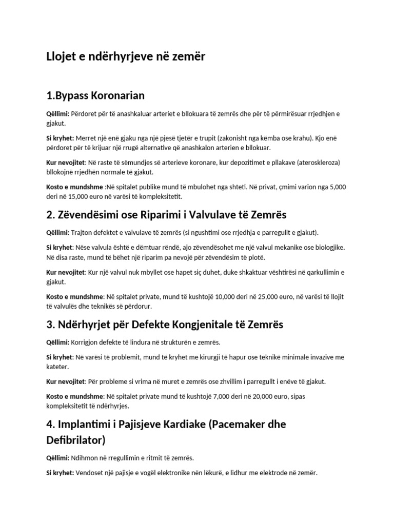 Llojet e Nderhyrjes Ne Zemer | PDF