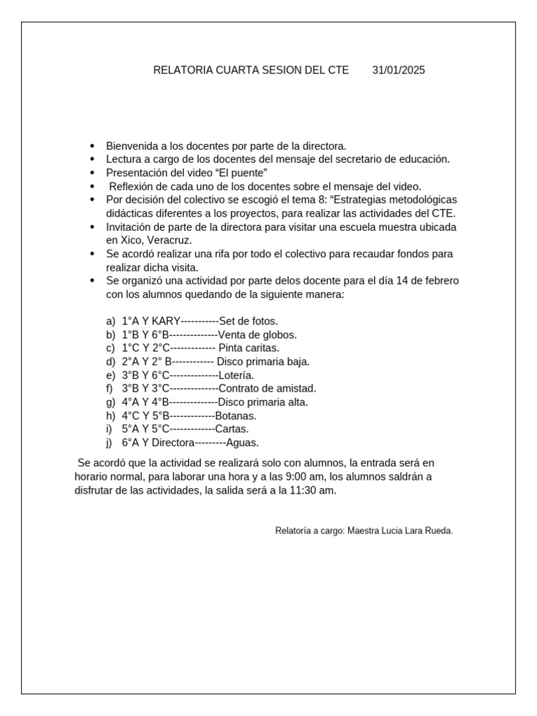 Relatoria Cuarta Sesion Del Cte 31 | PDF