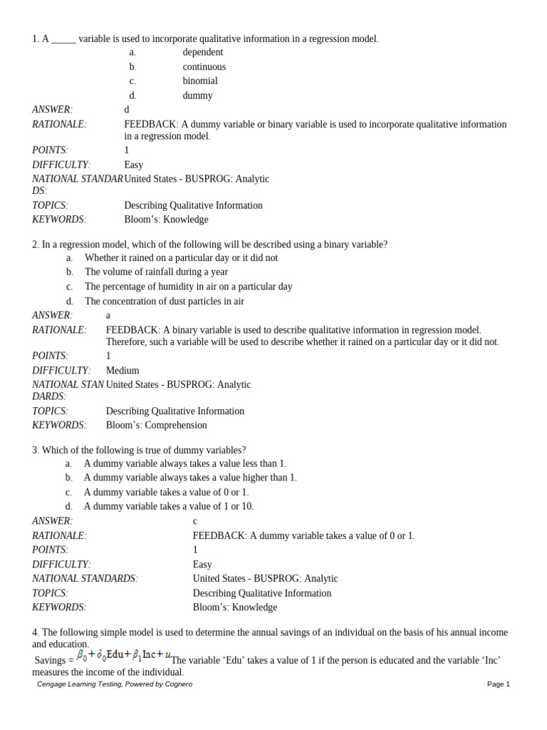 Chapter 7 Multiple Regression Analysis With Qualitative Information Binary or Dummy Variables ...