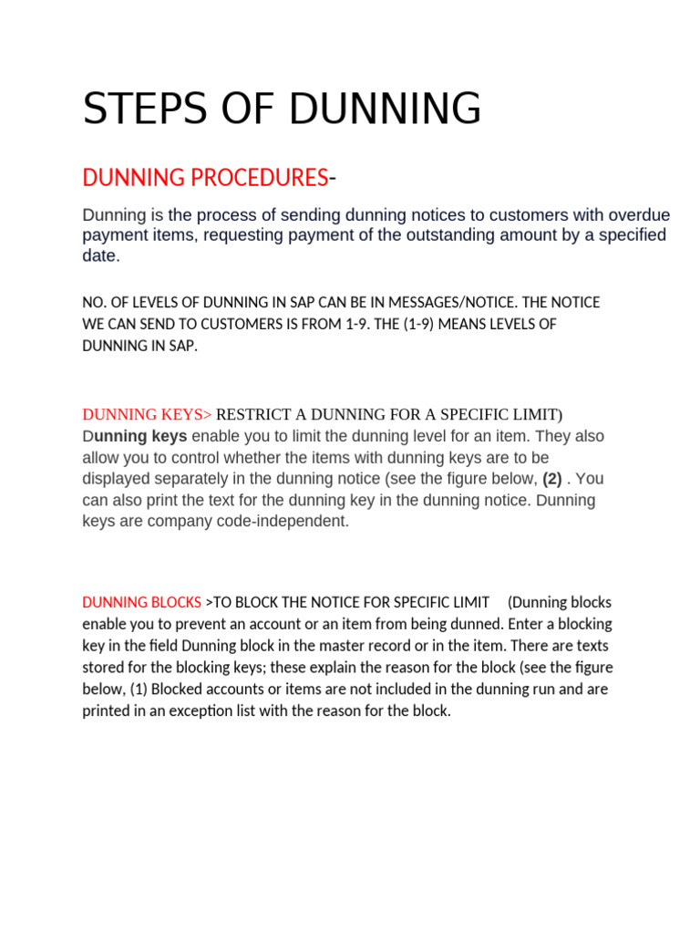 Dunning Process Configuration in SAP | PDF