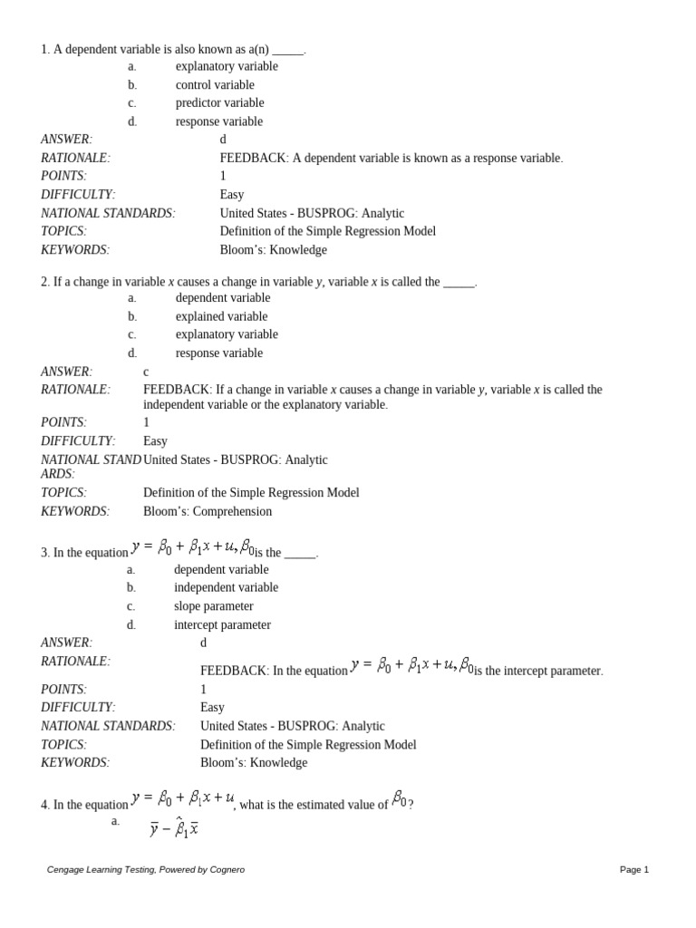 Chapter 2 The Simple Regression Model | PDF | Ordinary Least Squares | Linear Regression