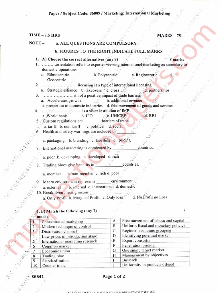 Commerce - Bms Bachelor of Management Studies - Semester 6 - 2024 - April - Elective Marketing ...