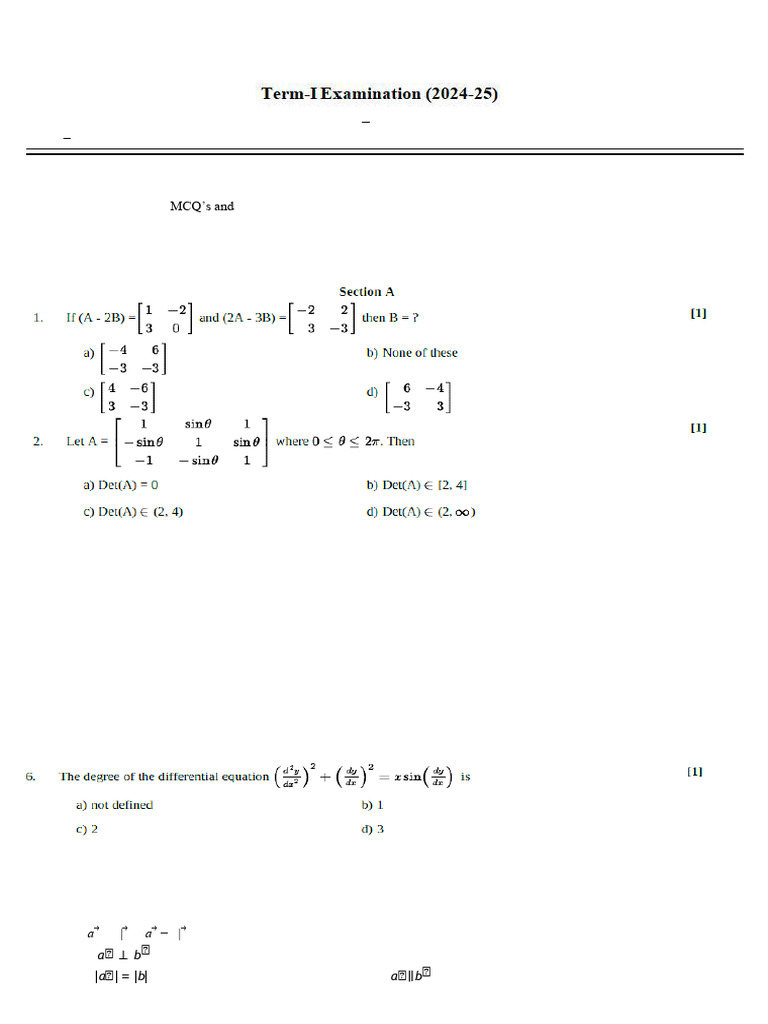 Class - Xii Maths Question Paper | PDF | Function (Mathematics) | Equations