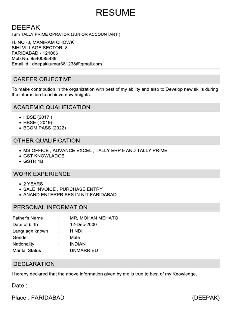 DEEPAK Resume Apna | PDF