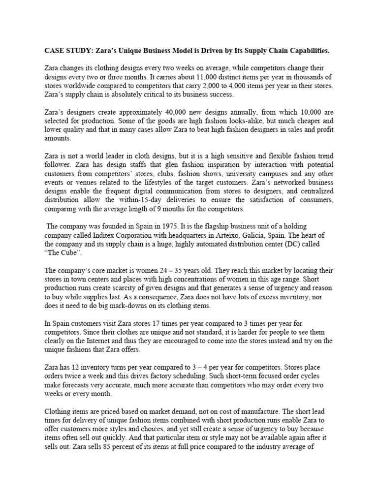 ZARA's Supply Chain - Case Study | PDF | Inventory | Supply Chain