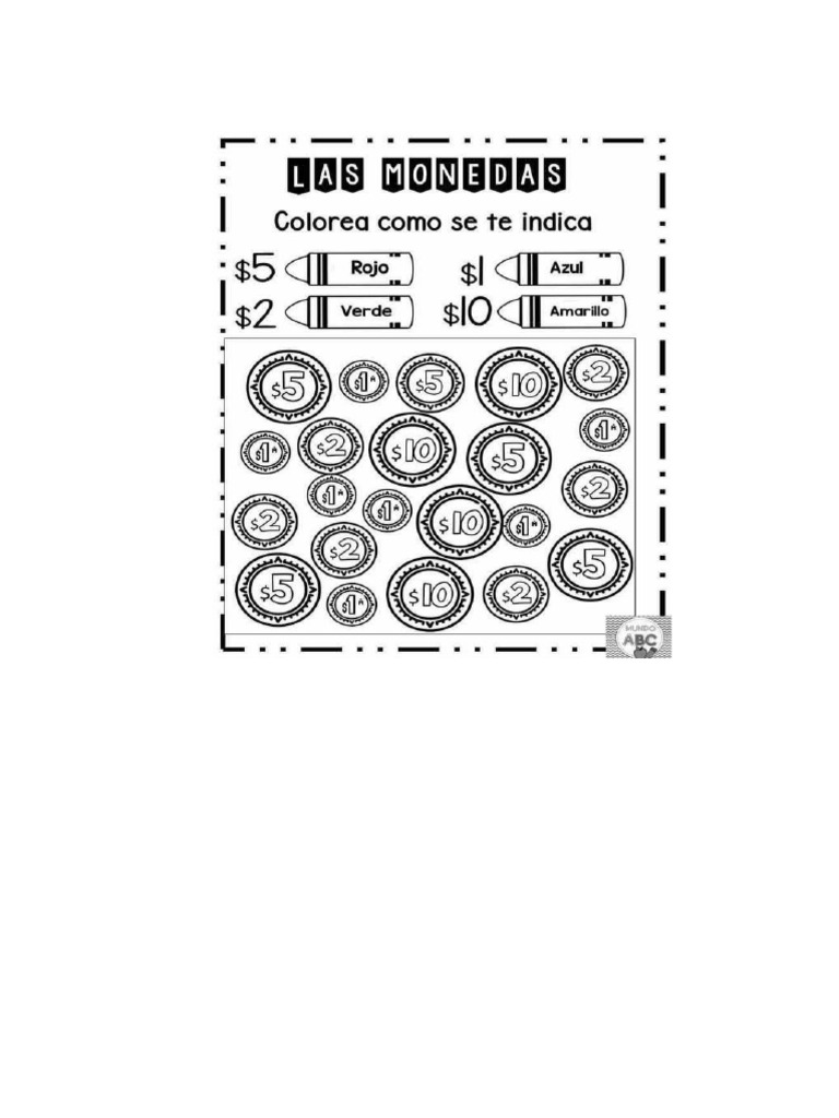 Ejercicios de Monedas Didacticas | PDF