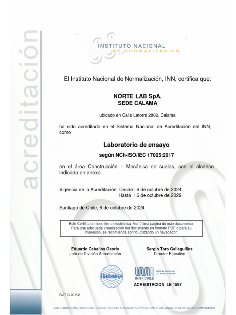 Nortelab 1 Calama - LE 1597 | PDF