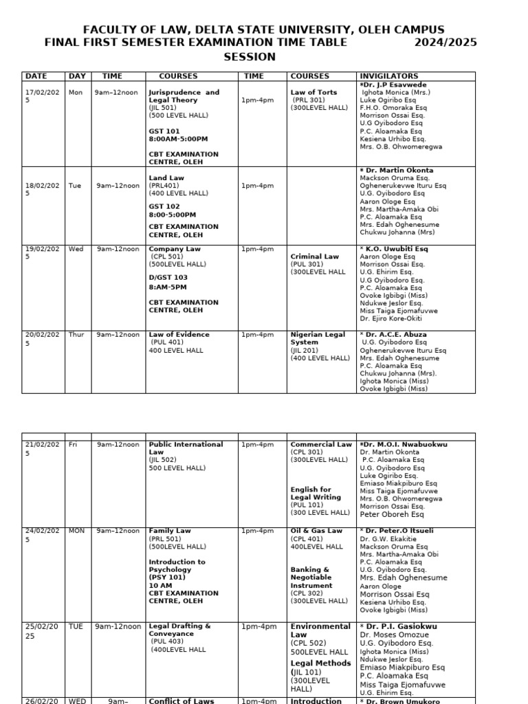 Adjusted Exam Time Table-3 | PDF | Justice | Crime & Violence