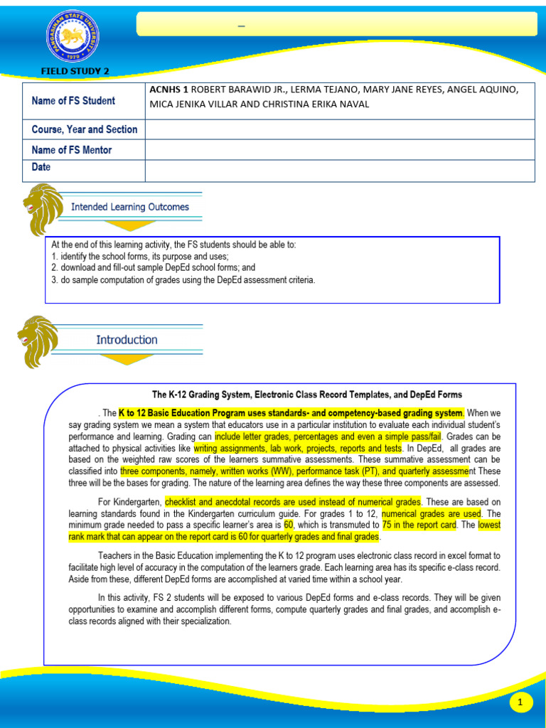 FS-2-Activity-6 | PDF | Educational Assessment | Schools