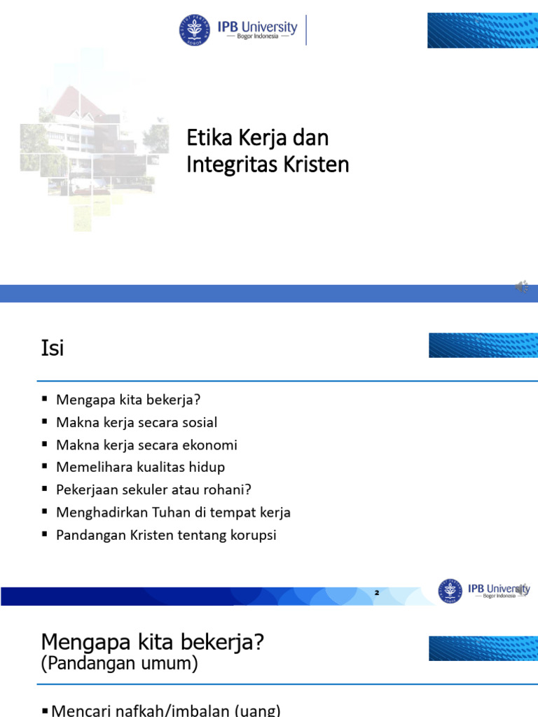 Etika Kerja dan Integritas Kristen | PDF
