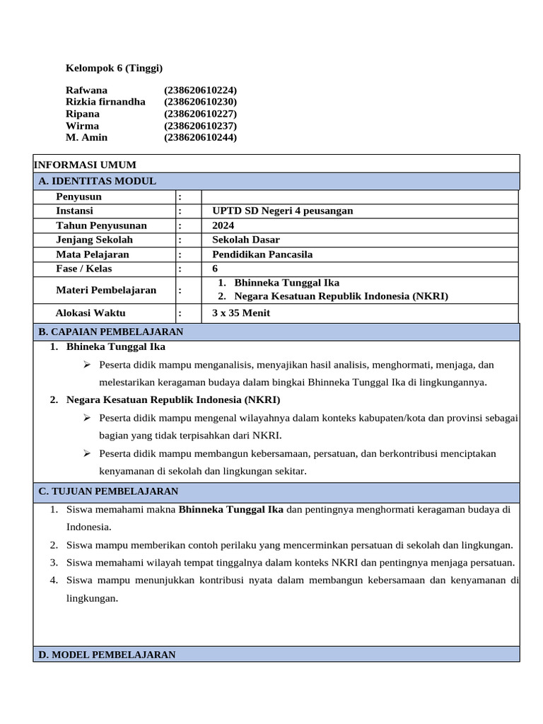Modul Kelas 6 SD BTI Dan NKRI | PDF