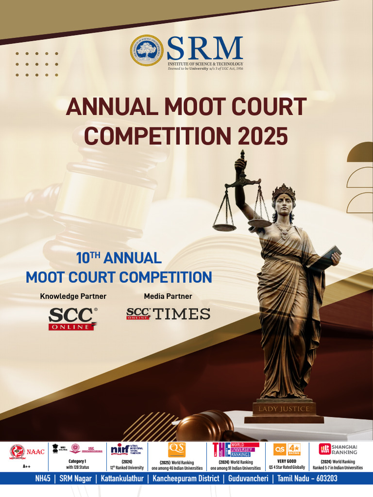 SRM Moot Court Brochure 2025 REVISED 1 | PDF | Note (Typography) | Pleading
