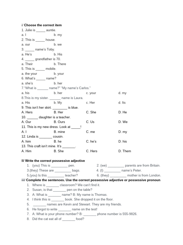 Grade 6 Prossessive Adj and Pronoun | PDF | Syntax | Linguistic Morphology
