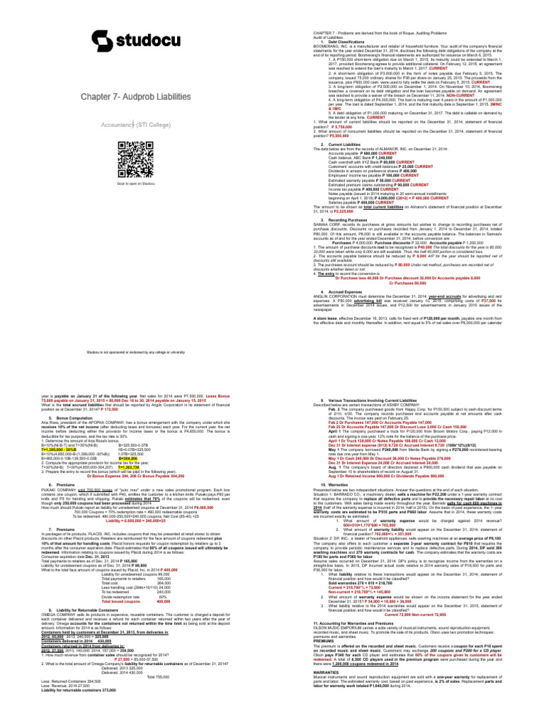 chapter-7-audprob-liabilities PRINT | PDF | Bonds (Finance) | Refinancing