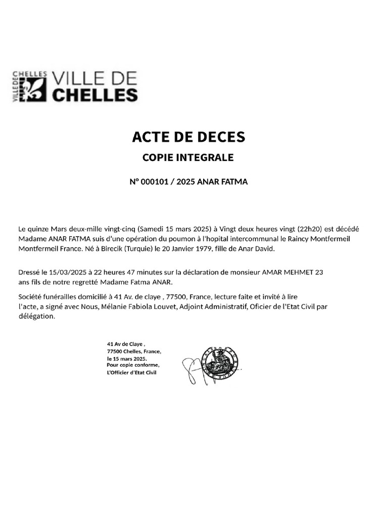 Acte de décès | PDF