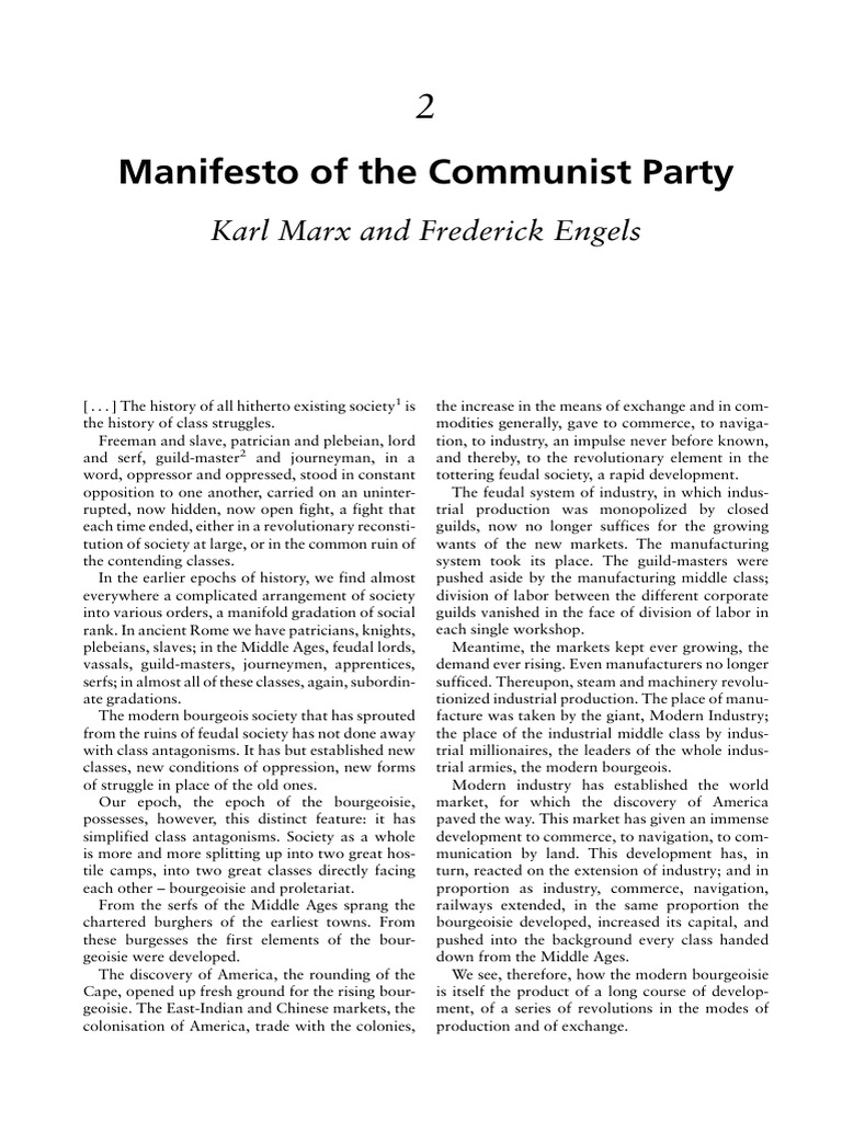 Excerpt from The Communist Manifesto | PDF | Bourgeoisie | Karl Marx