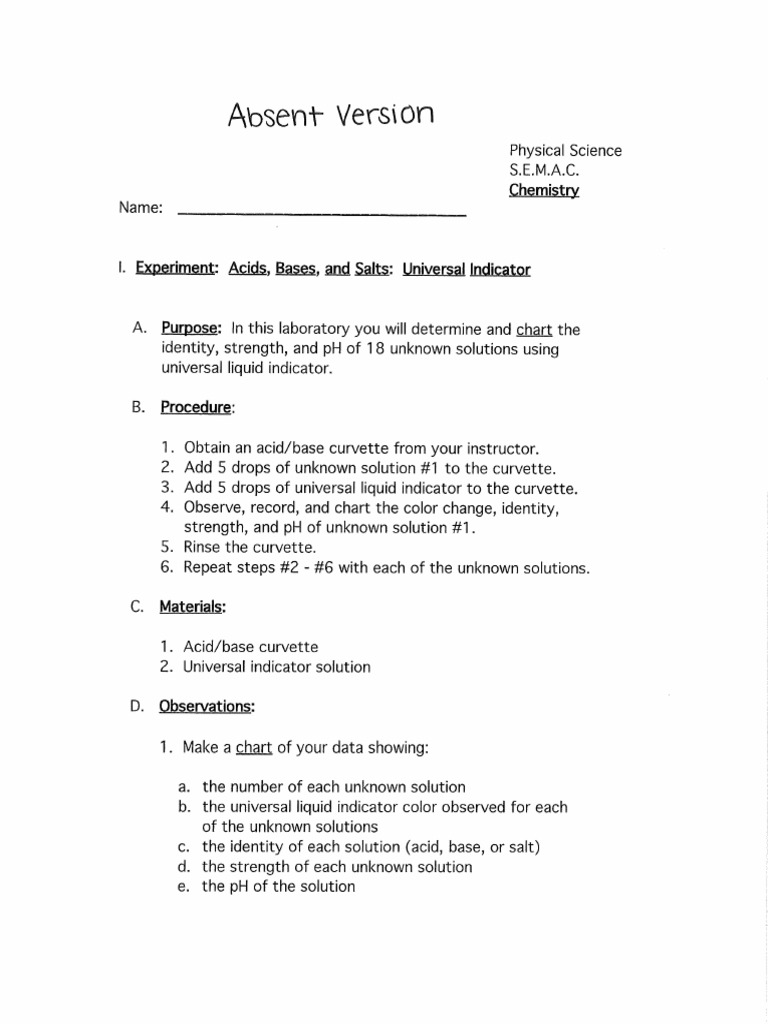 Universal Indicator Lab - ABSENT | PDF