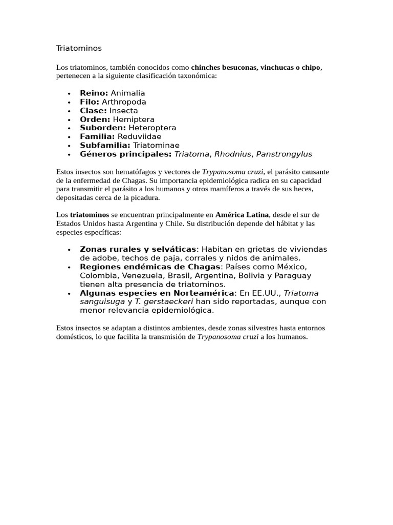 Triatominos | PDF | Biología