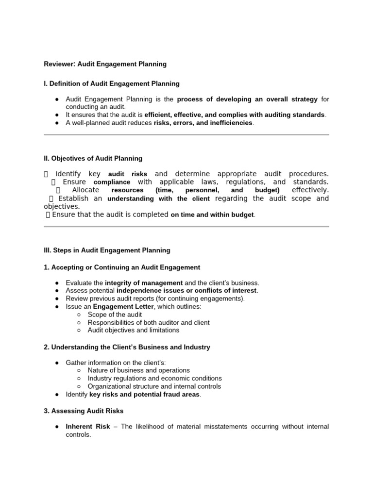 Audit Engagement Planning | PDF | Audit | Internal Control