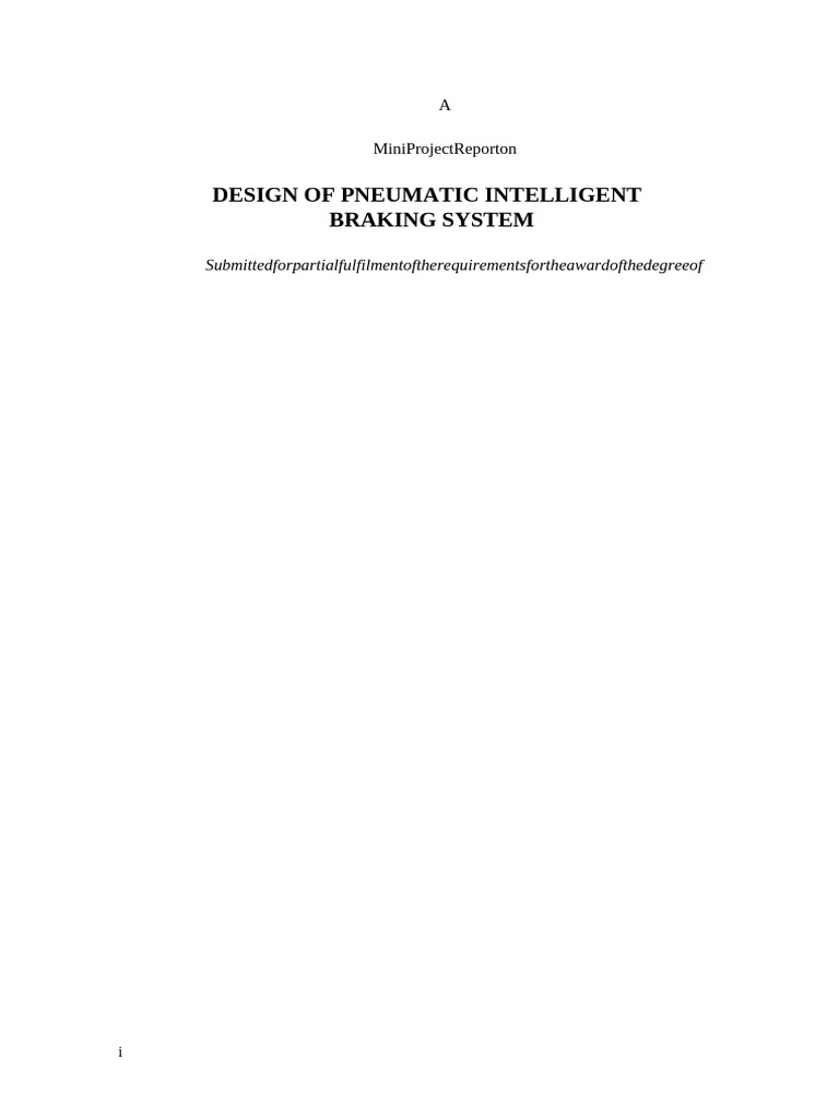 Pneumatic Intelligent Braking System Design | PDF