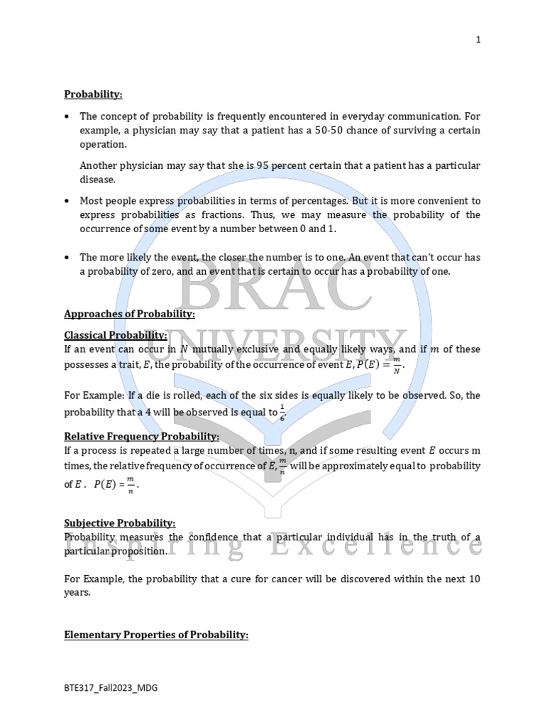 Lec-3 Probability & Other Measures | PDF | Sensitivity And Specificity | Type I And Type Ii Errors
