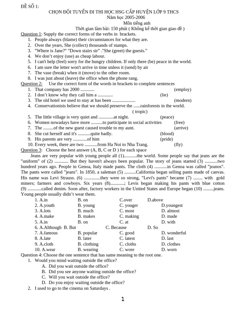 bo_17 de_on_thi_hsg_9_tanh_cua_bo_gd_dt_7625 | PDF | Jeans