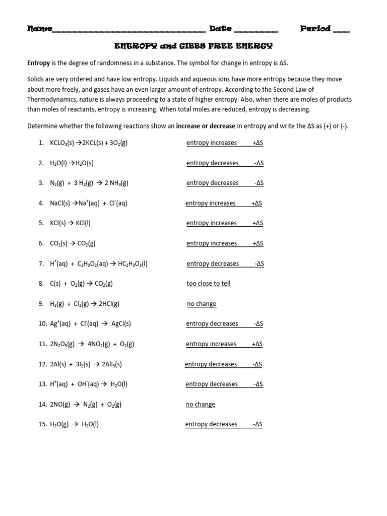 Entropy and Gibbs Free Energy | PDF | Entropy | Temperature