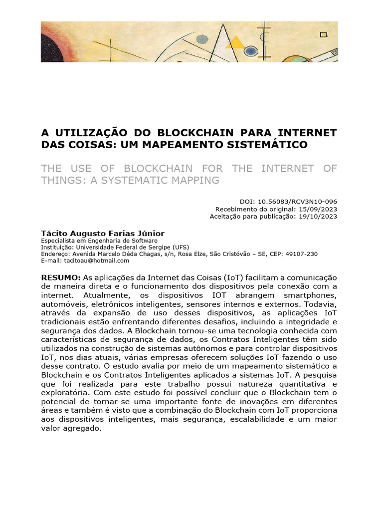 Blockchain e IoT: Mapeamento Sistemático | PDF | Rede de computadores ...