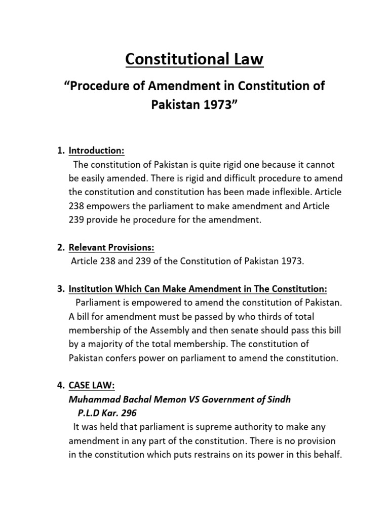Amendment in Constitution | PDF | Parliament Of Pakistan | Constitution