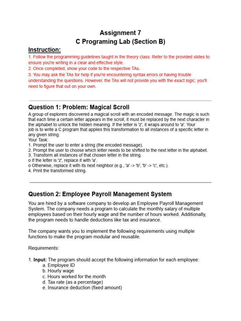 C Programming - Assignment 7 (12!3!25) | PDF | Computer Science ...