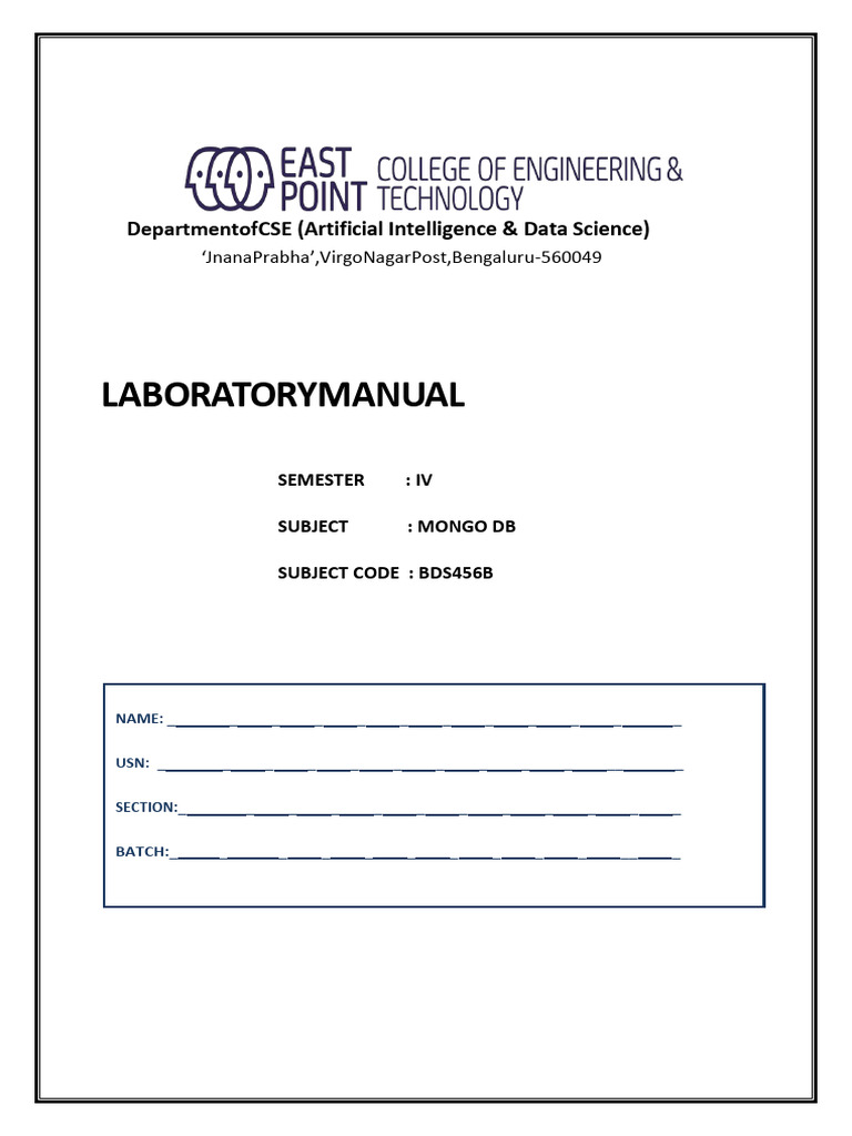 MongoDB Lab Manual AI DS 2024 25 | PDF | No Sql | Databases