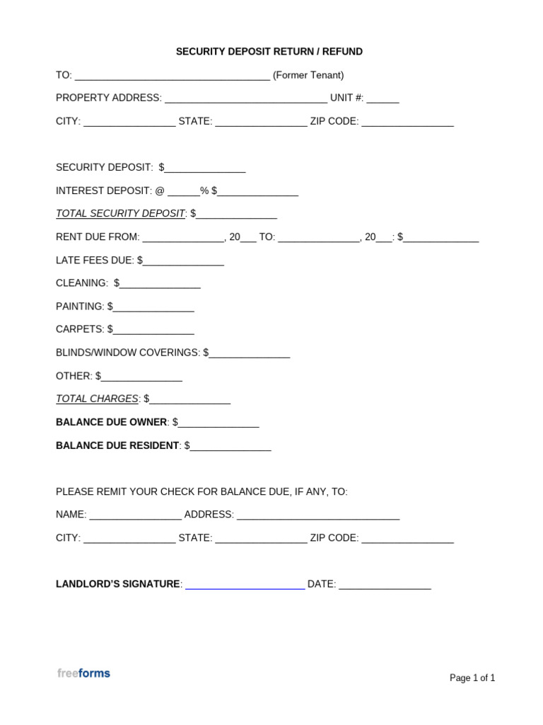 Security Deposit Refund Template | PDF